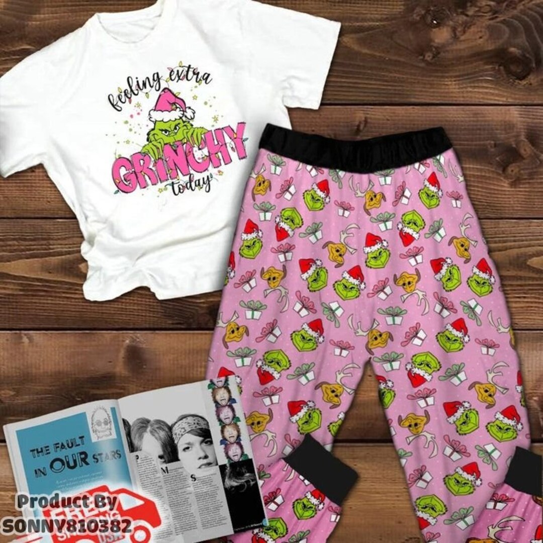 The Grinch Pink Christmas Pajama Setgrinch Christmas Women - Etsy