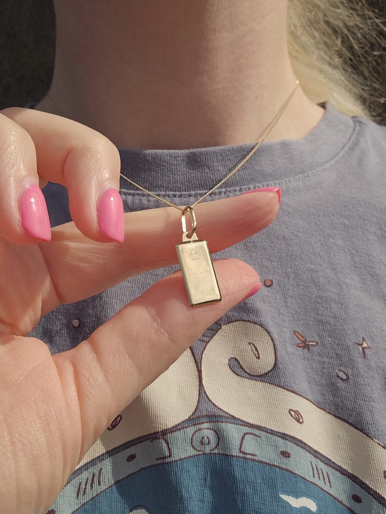 Vintage 9ct Yellow Gold 1 Gram Bullion Ingot Pendant: Solid Gold Bar ...