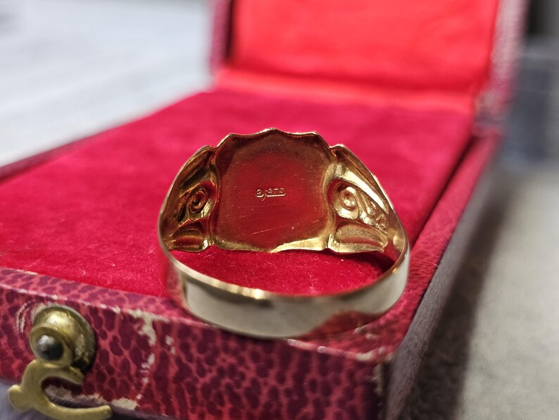 Antique Chester 1939 9ct Yellow Gold Shield Signet Ring - D.E. Monogram ...