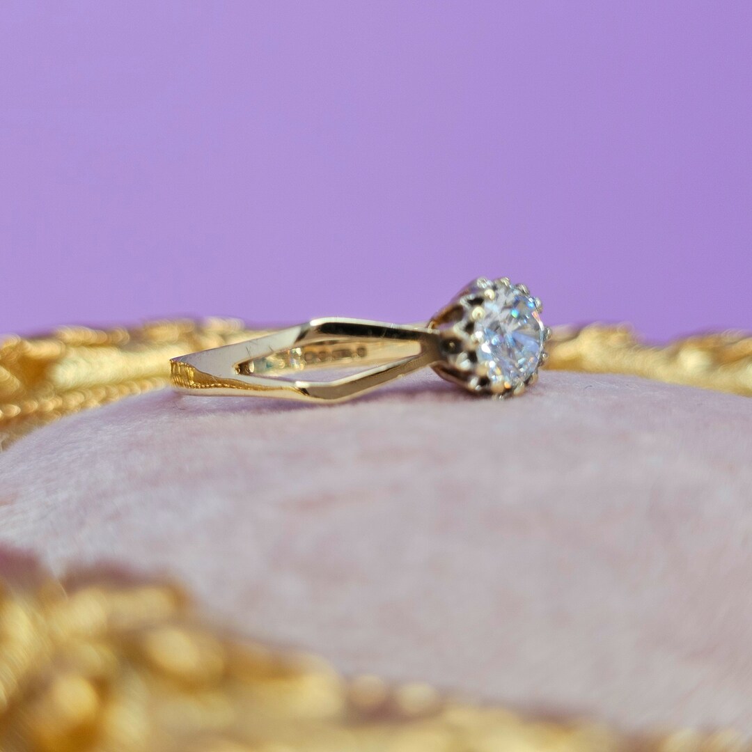 The Round Criss Cross Solitaire Engagement Ring Size O 7.25, 55 Vintage ...