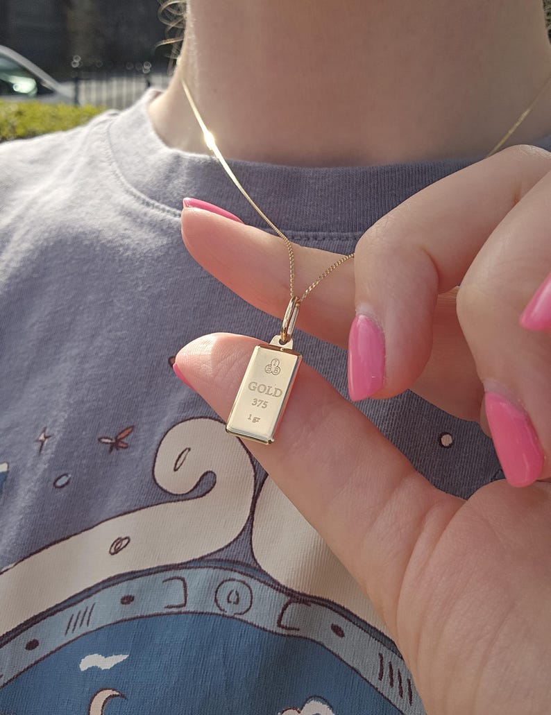 Vintage 9ct Yellow Gold 1 Gram Bullion Ingot Pendant: Solid Gold Bar ...