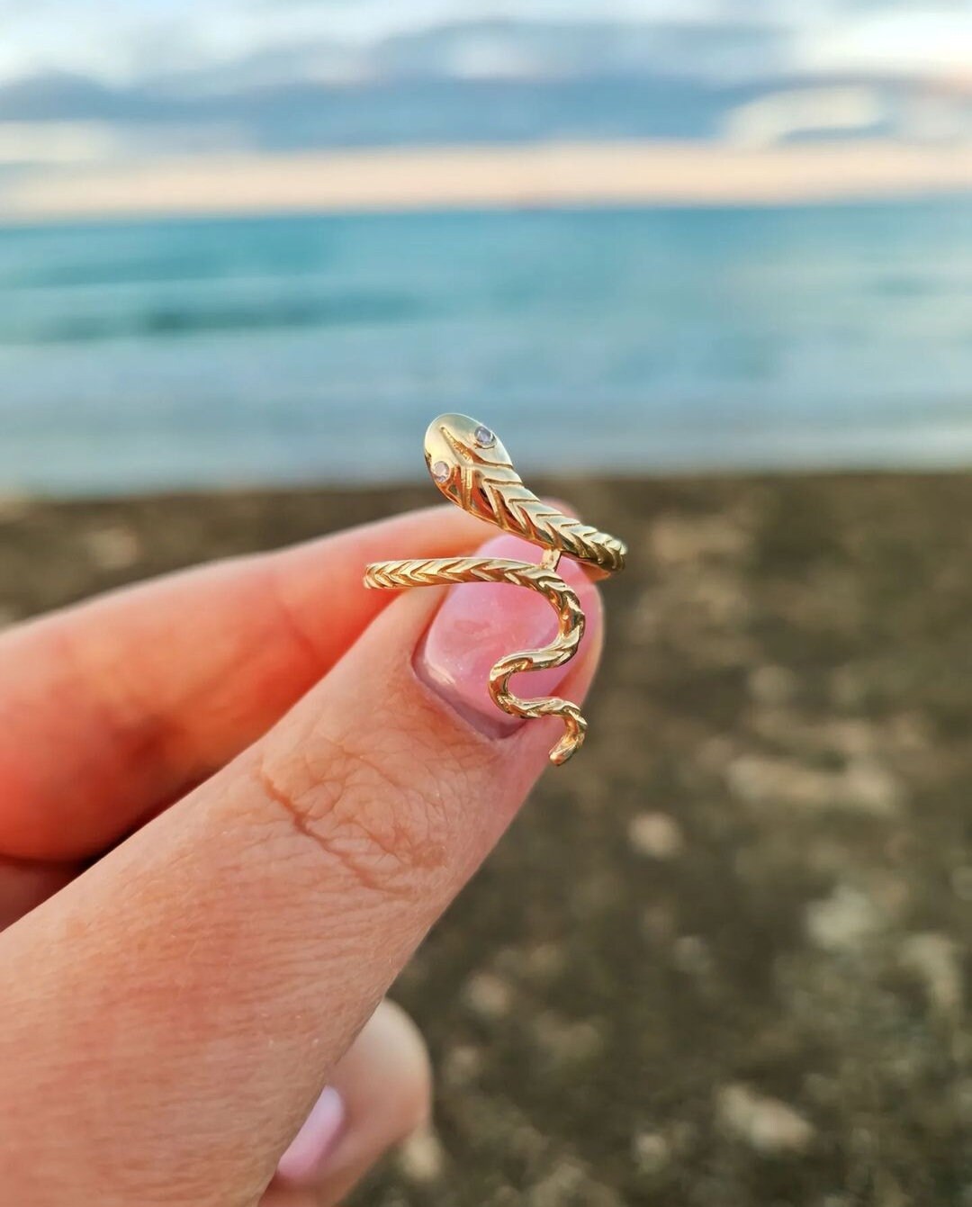 Solid 9ct Yellow Gold Fancy Snake Cluster Ring - Size O (55, 7.25 ...