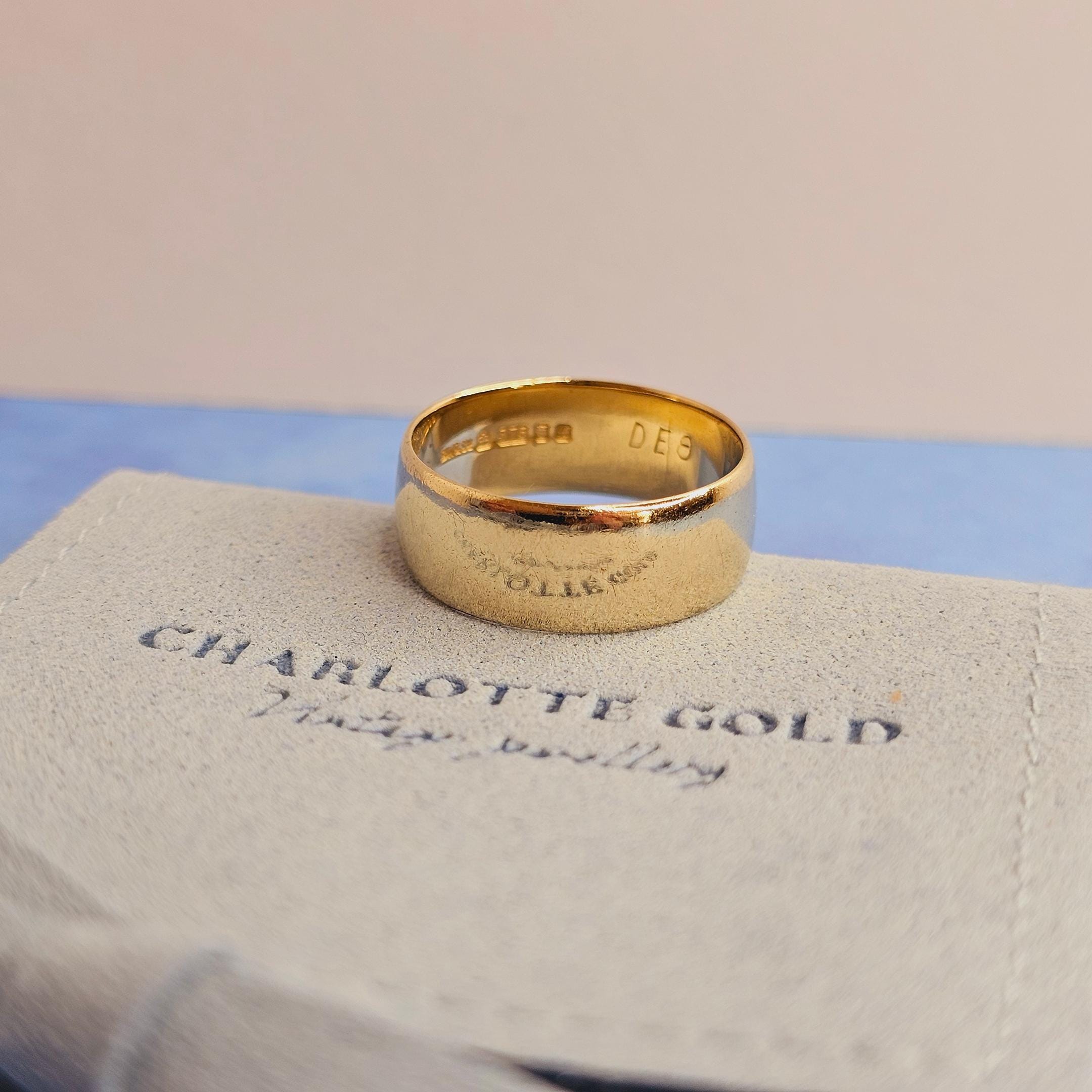 Solid Gold Wedding Band 9ct Yellow Gold D-Shaped Wedding Band – Heavy ...