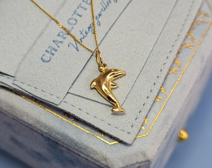 9ct Yellow Gold Leaping Dolphin Charm - 9k 375 Pendants Medium Size - Etsy