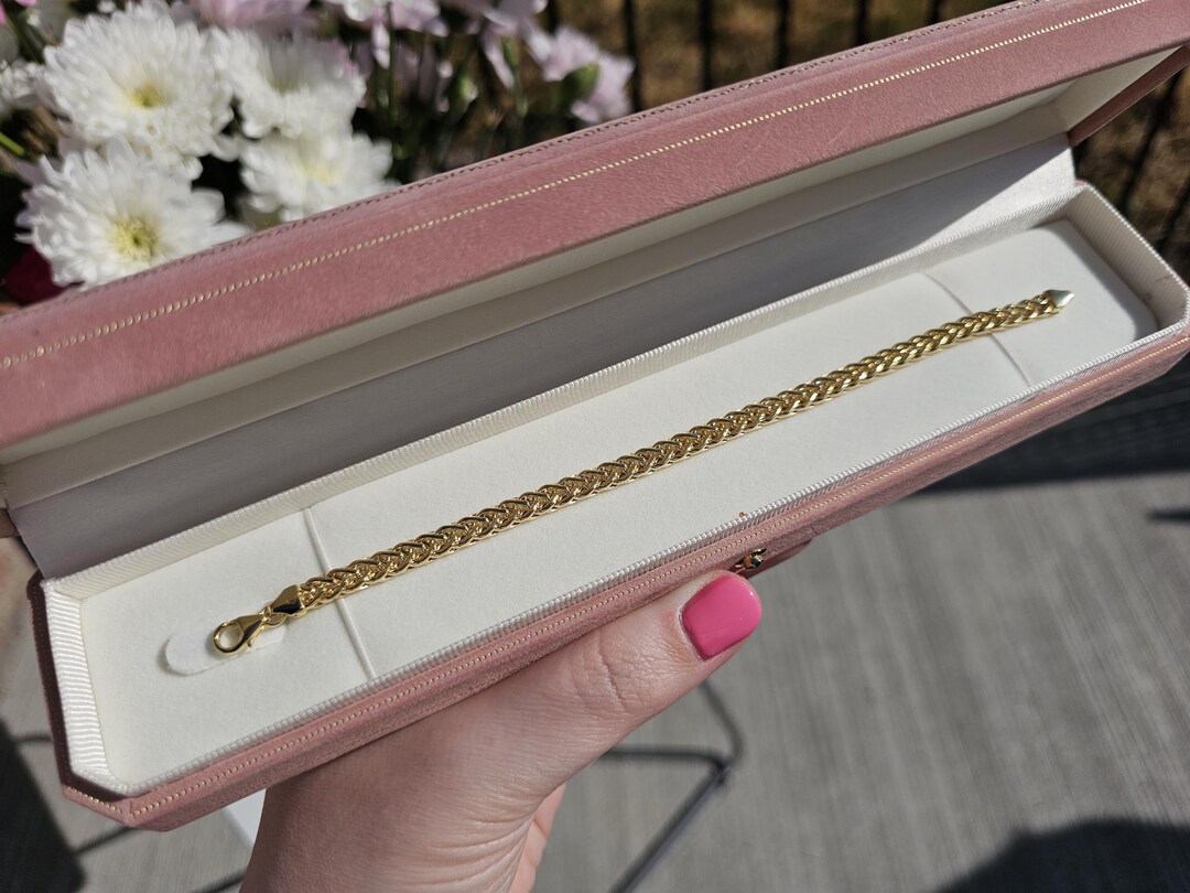 9ct Yellow Gold Chunky Flat Wheat Link Spiga Bracelet With Lobster ...