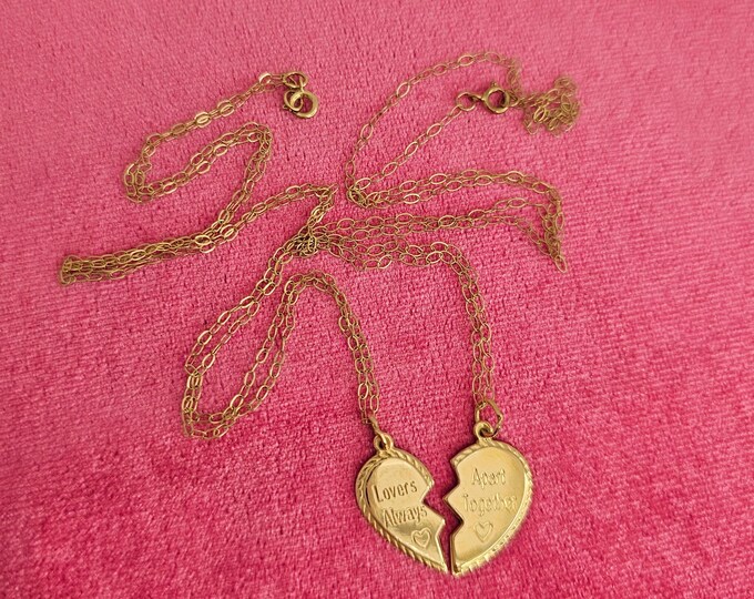 Matching 9ct Yellow Gold Lover's Couple Necklace 16" - Long Distance ...