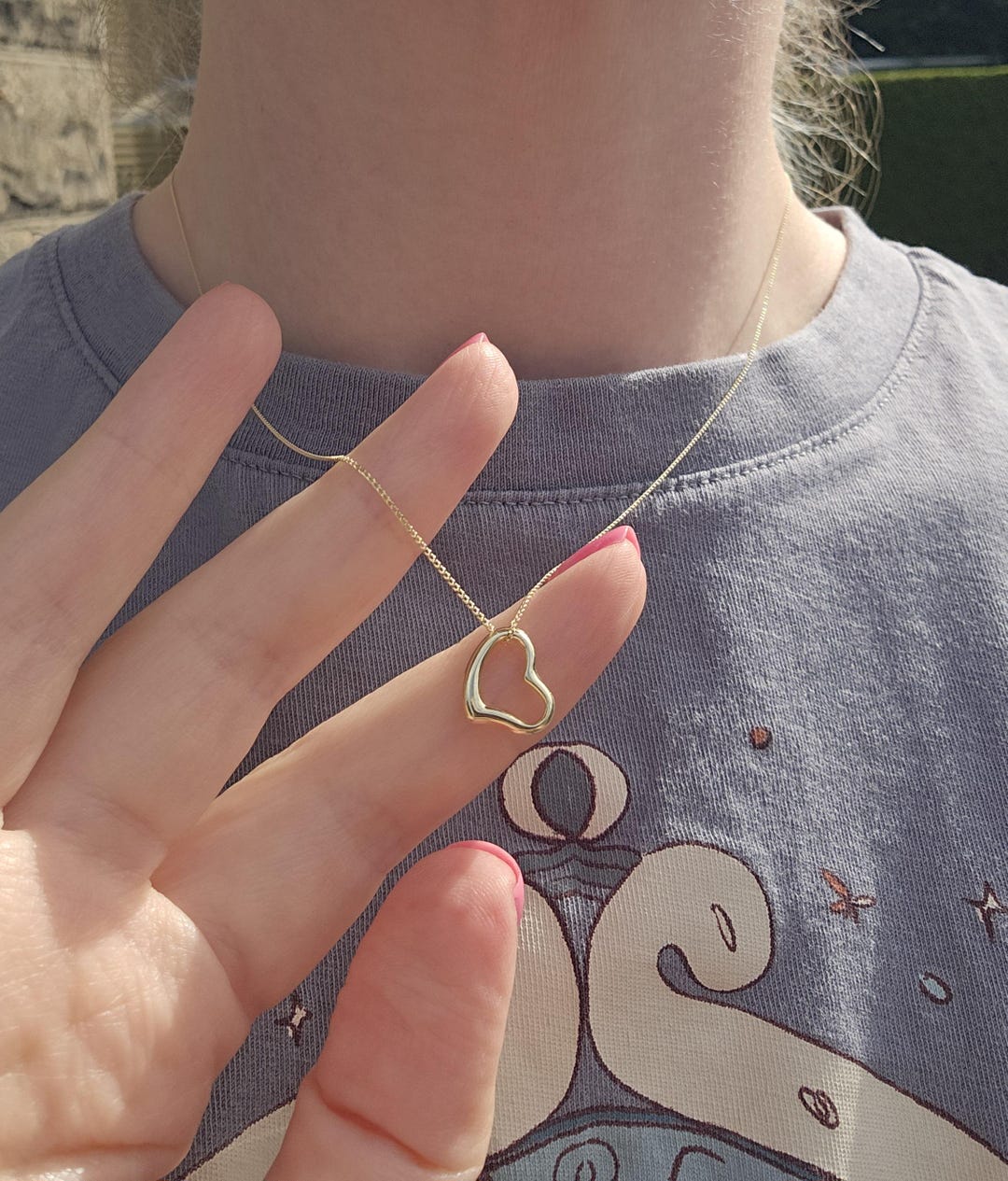 Modern Era 9ct Yellow Gold Floating Heart Necklace With 18" 9ct Gold ...