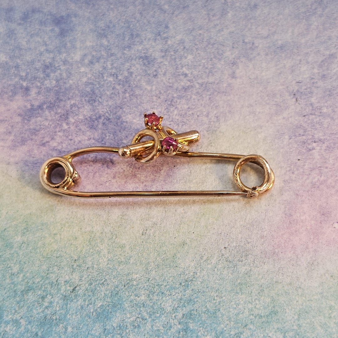 1950s 9ct Gold Ruby Brooch Safety Pin Mid-century British Jewellery - Etsy