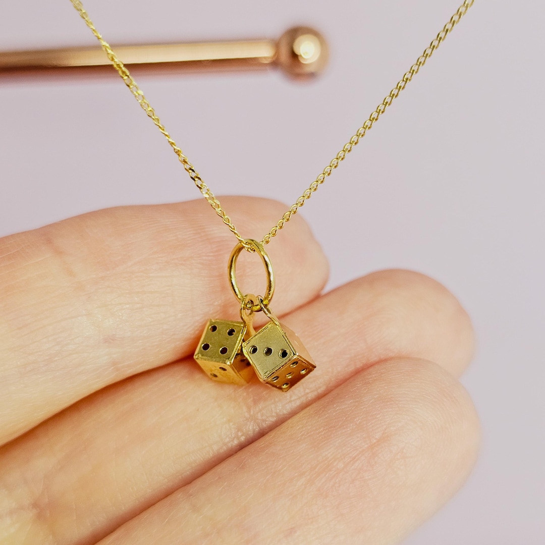 9ct Gold Pair of Dice Die Charm - Solid 3D 9k Jewellery Chunky Charms ...