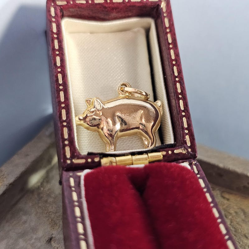Gold Pig Charm - Etsy UK