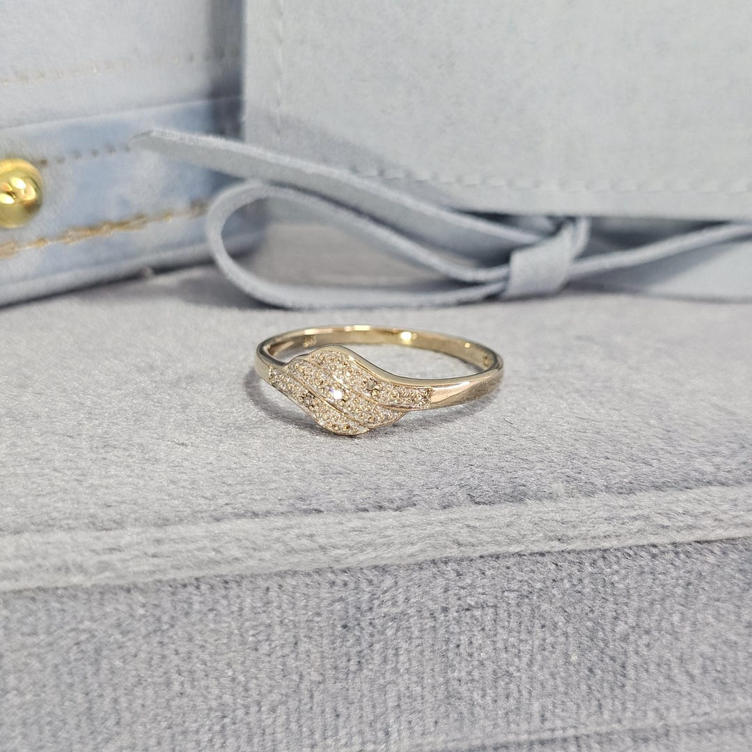 Vintage 9ct Gold Diamond Wave Ring - Size P, (7.75, 56.3) - Etsy