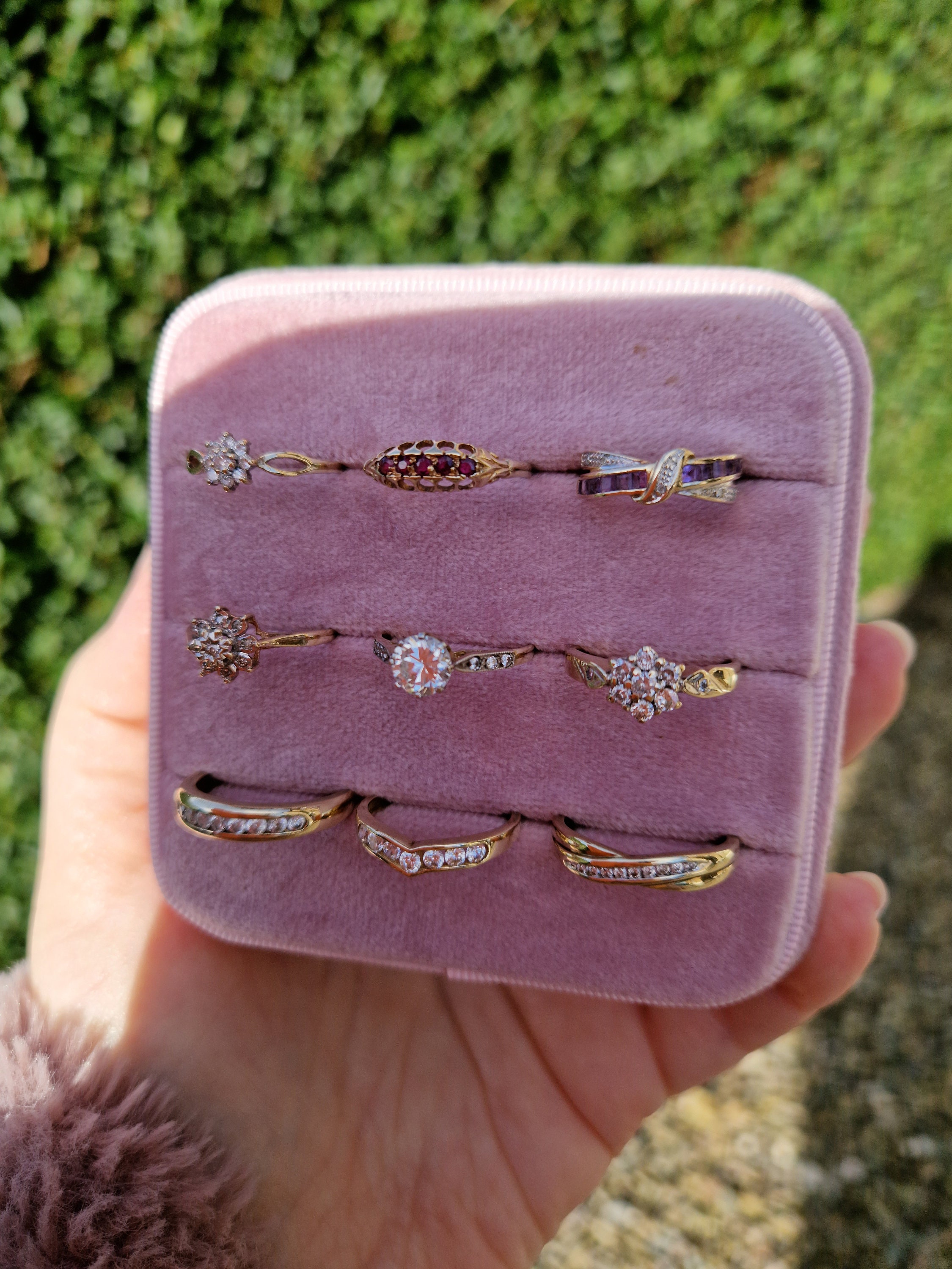 Solid 9ct Yellow Gold Antique Mid Century 1960 London Old Cut Ruby Boat ...