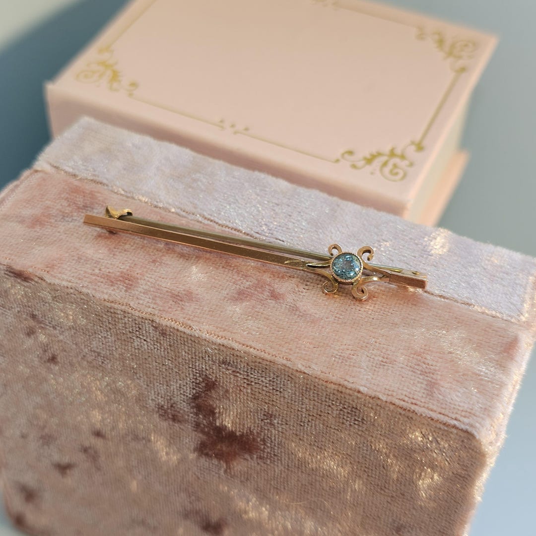 Mid-century 9ct Gold and Aquamarine Stock Pin Bar Brooch Vintage ...