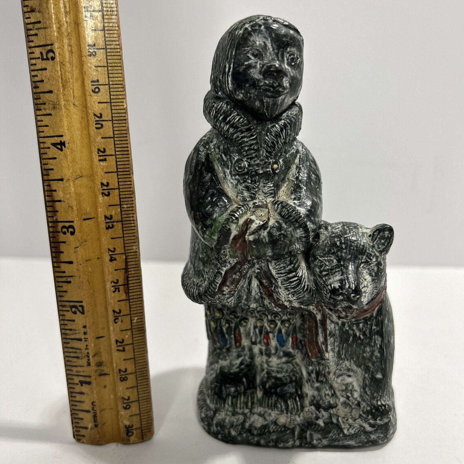 Vintage A Wolf Original the Wolf Sculptures Canada Eskimo Child and Dog ...