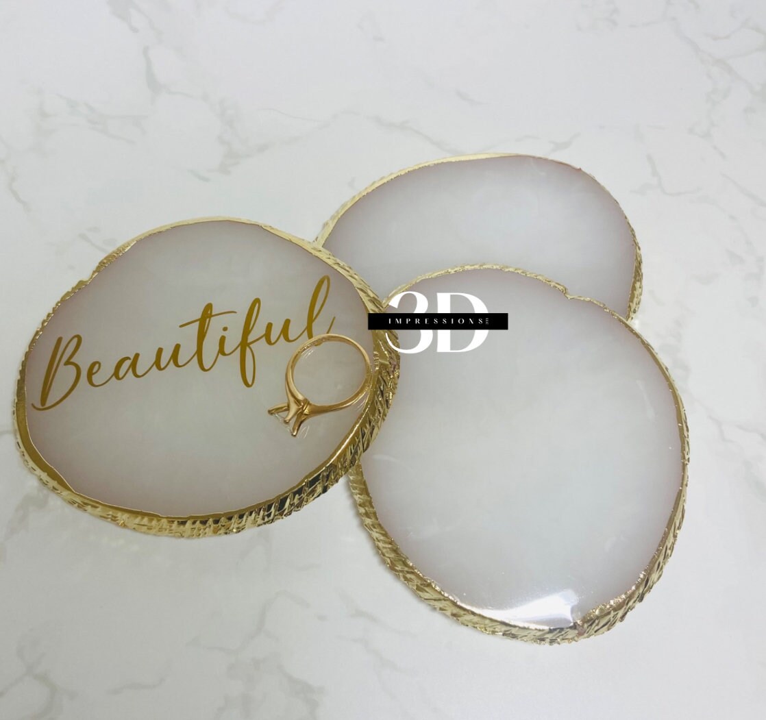 Custom Marble Coasters/ Jewelry Trays With Gold Edges - Etsy