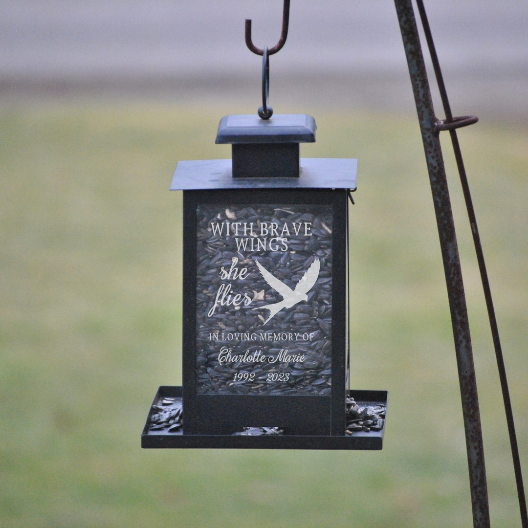 Memorial Bird Feeder With Brave Wings She Flies Memorial Gift Loss of ...