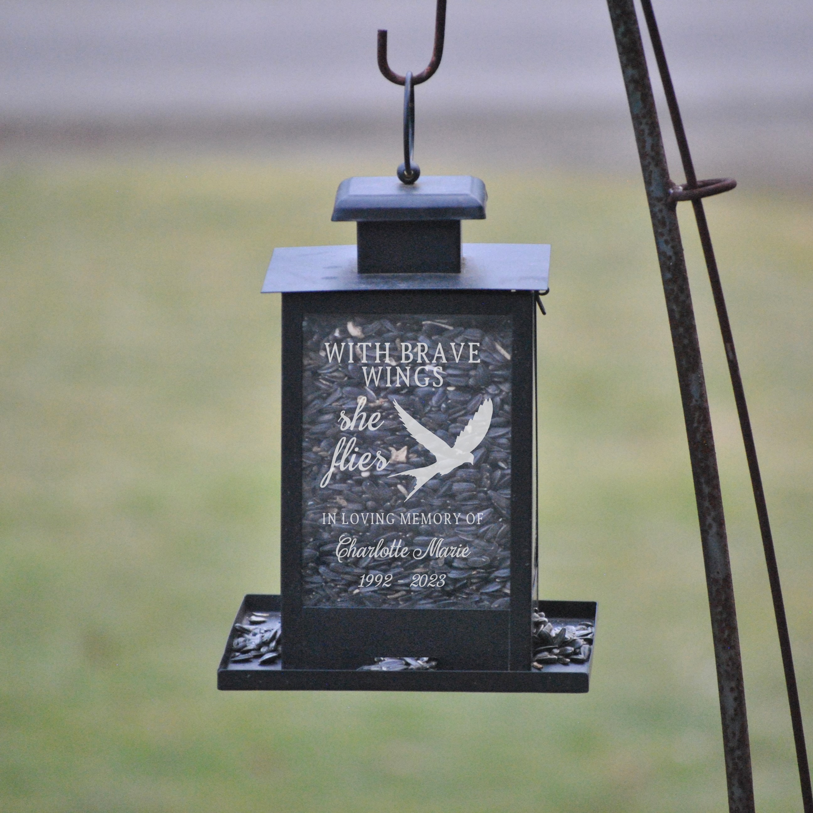 Memorial Bird Feeder With Brave Wings She Flies Memorial Gift Loss of ...
