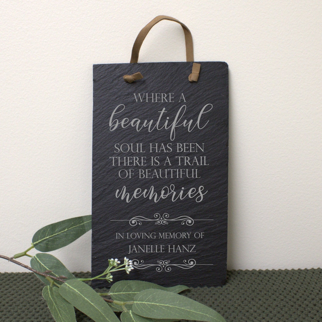 Memorial Garden Sign in Memory of Beautiful Soul Garden Slate Sign ...