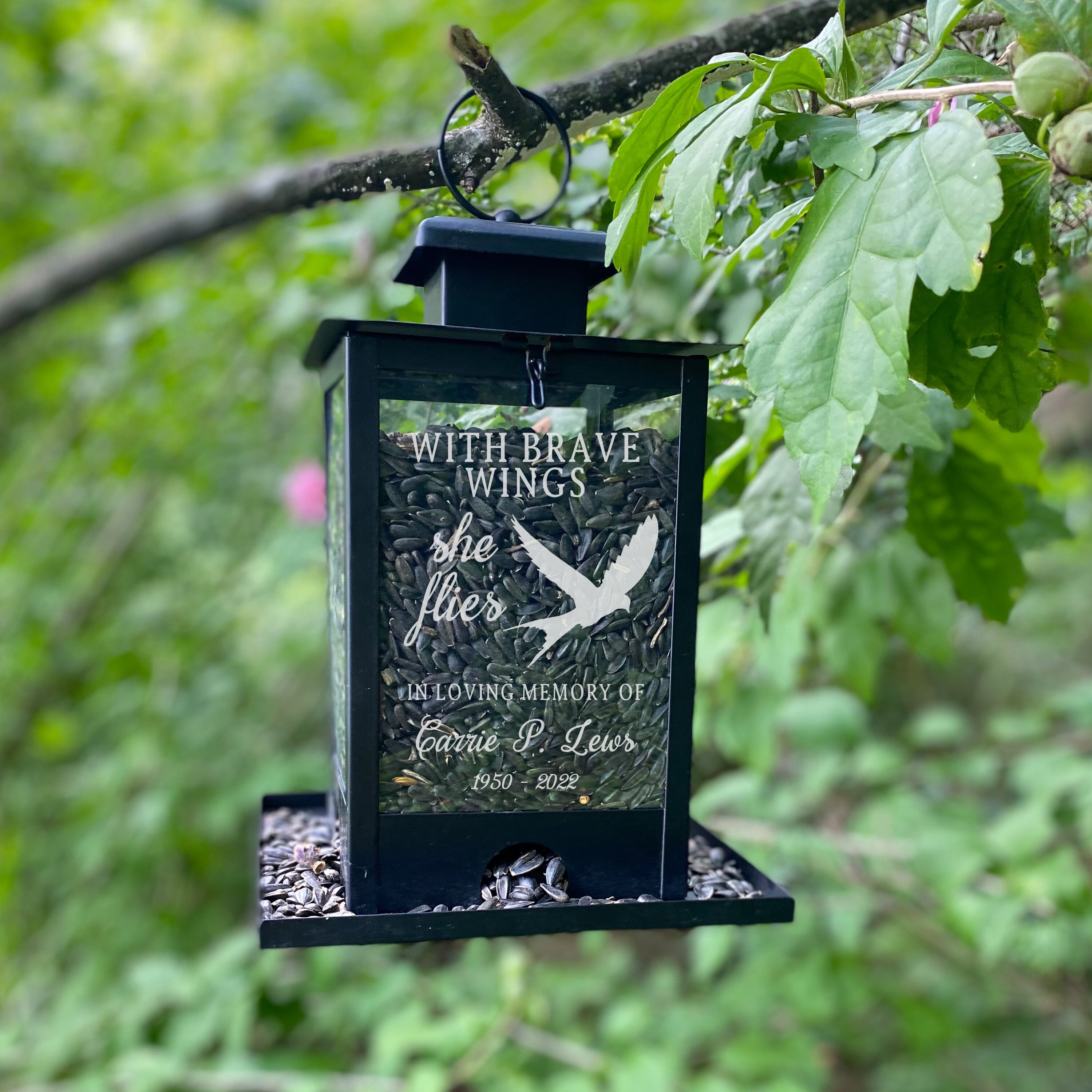 Memorial Bird Feeder With Brave Wings She Flies Memorial Gift Loss of ...