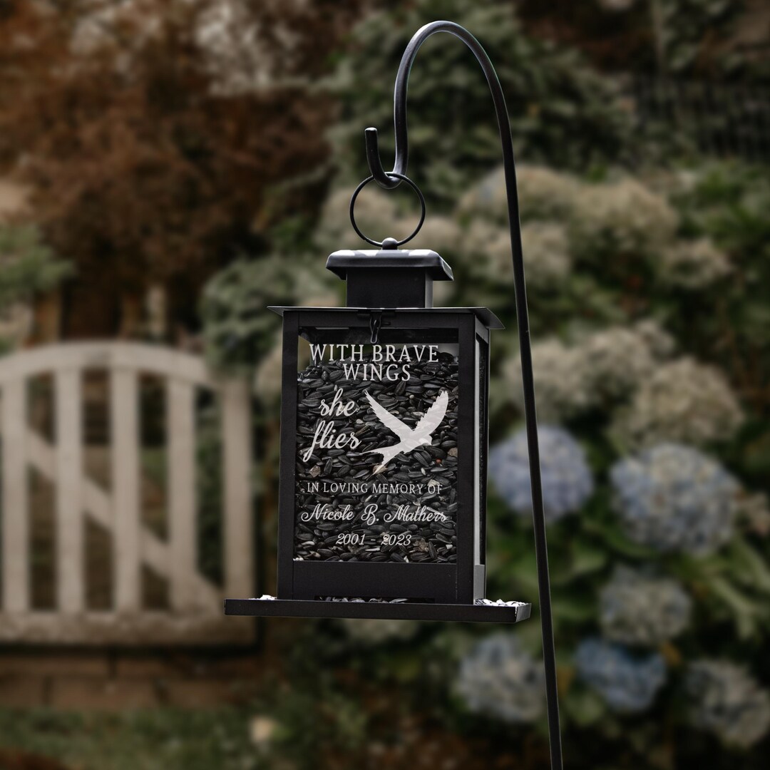 Memorial Bird Feeder | With Brave Wings She Flies Memorial Gift | Loss ...