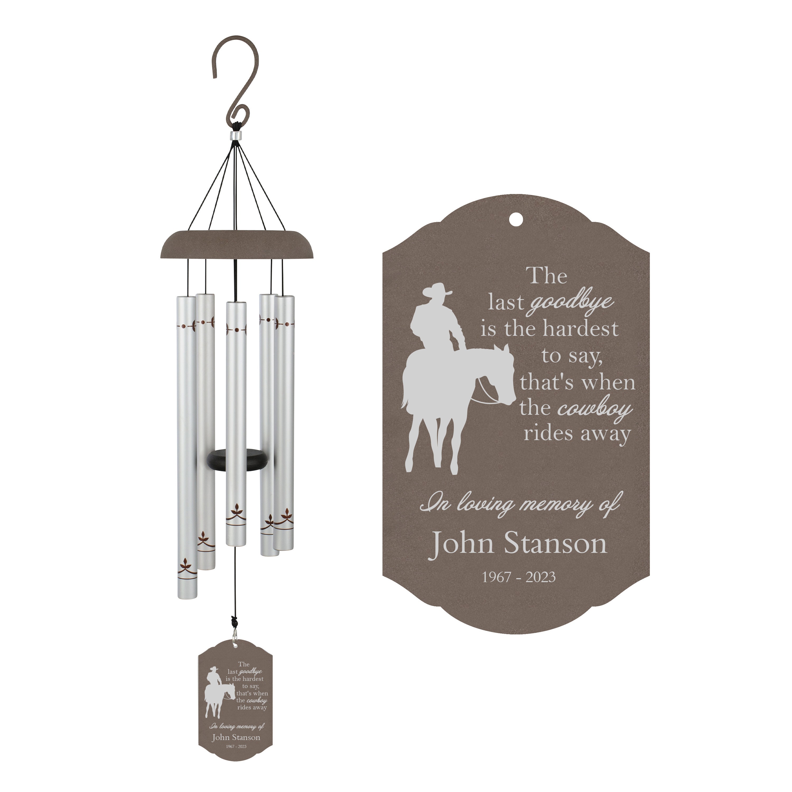Western Cowboy Sympathy Wind Chime in Memory of Cowboy Memorial Wind ...