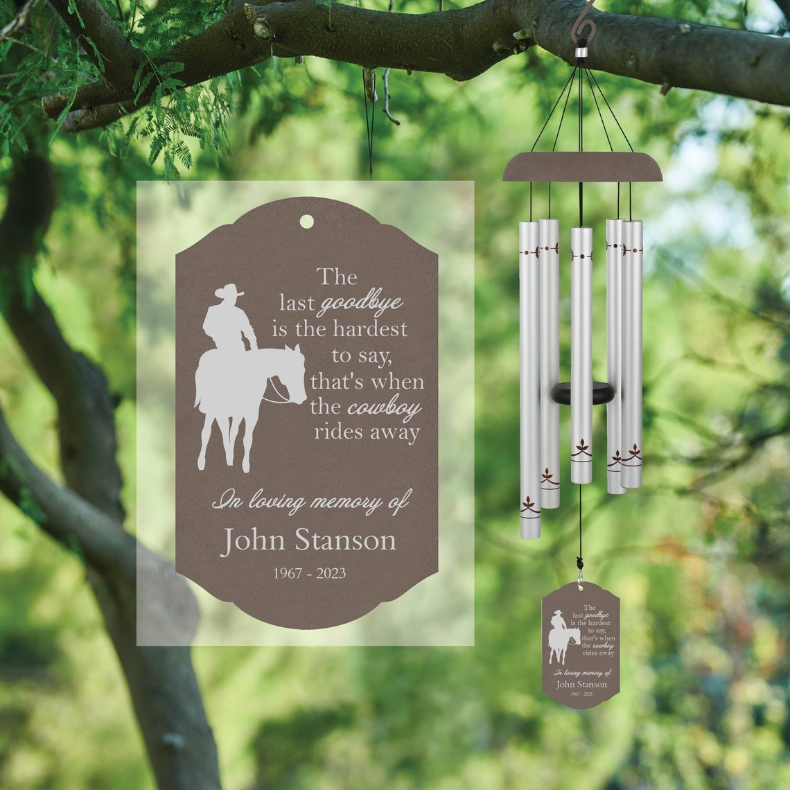 Western Cowboy Sympathy Wind Chime in Memory of Cowboy Memorial Wind ...