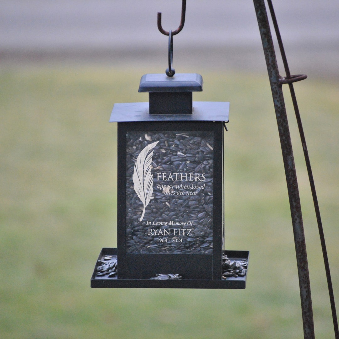 Angles Are Near Memorial Bird Feeder Feather Sympathy Bird Feeder ...