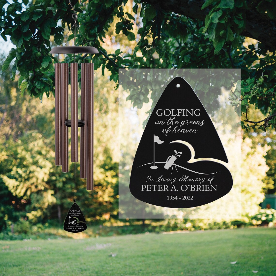 Golfing in Heaven Memorial Wind Chime Personalized Golf Sympathy Wind ...