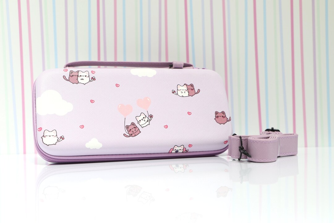 Cute Cat Switch Carrying Case W. Adjustable Strap Faux Leather ...
