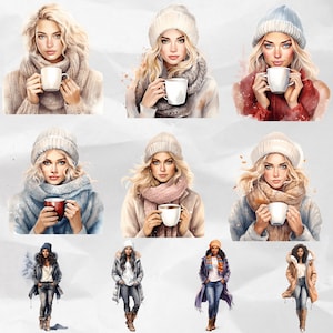 Watercolor Winter Girls PNG Clipart Winter PNG Graphics Beautiful Girls ...