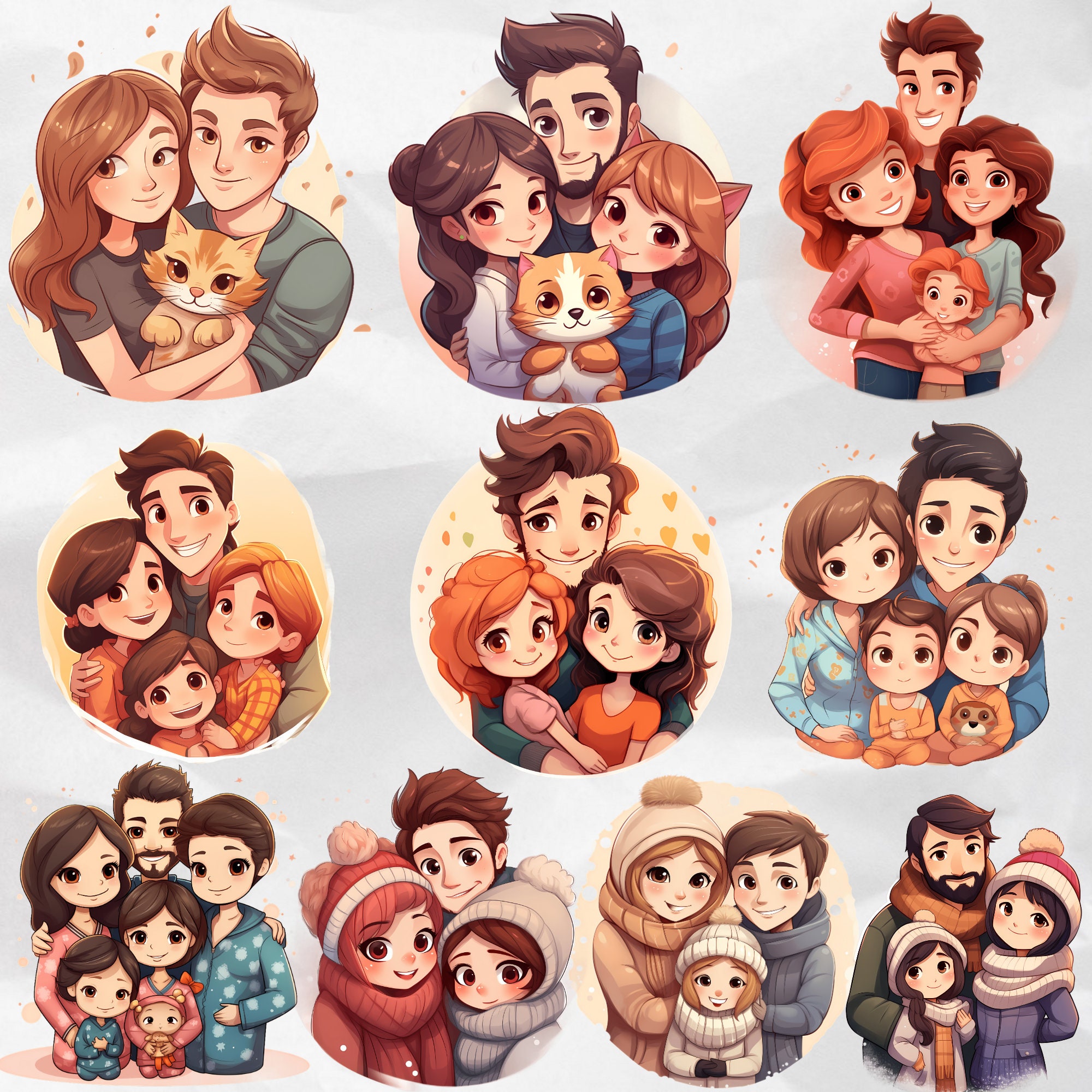 Cute Family PNG Clipart Family Portrait PNG Chibi Family Clipart Lovely ...