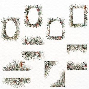 Watercolor Christmas Border Clipart Winter Floral Frame PNG Watercolor ...