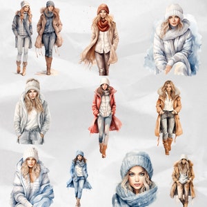 Watercolor Winter Girls PNG Clipart Winter PNG Graphics Beautiful Girls ...