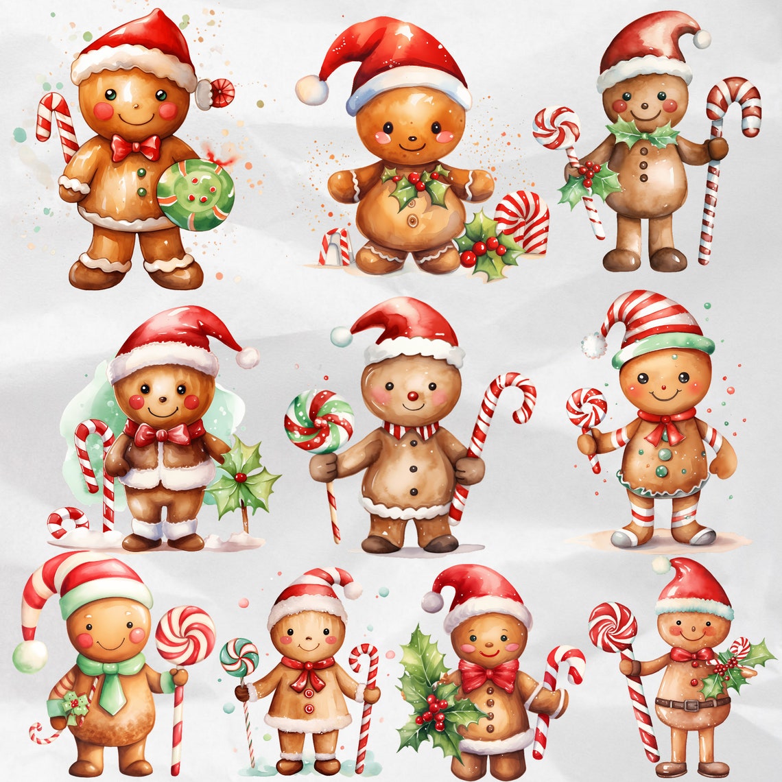 Gingerbread Man Clip Art Watercolor Christmas Man Clip Art - Etsy