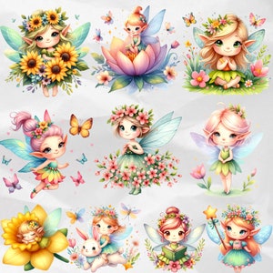 Watercolor Spring Fairy Clipart Fantasy Cute Fairy Clipart Nursery ...
