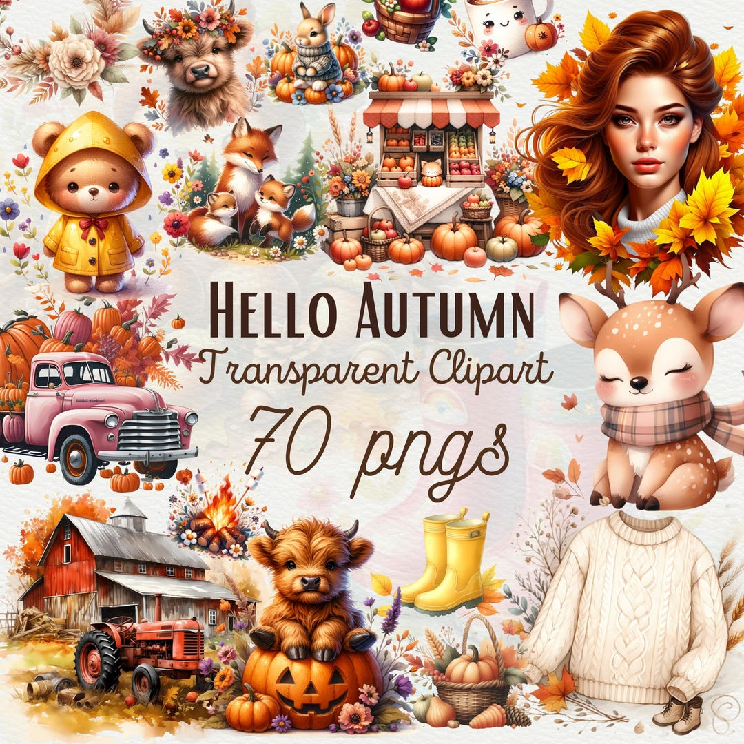 Watercolor Autumn Clipart Bundle: 70 Cozy Fall Pngs (commercial Use) - Etsy