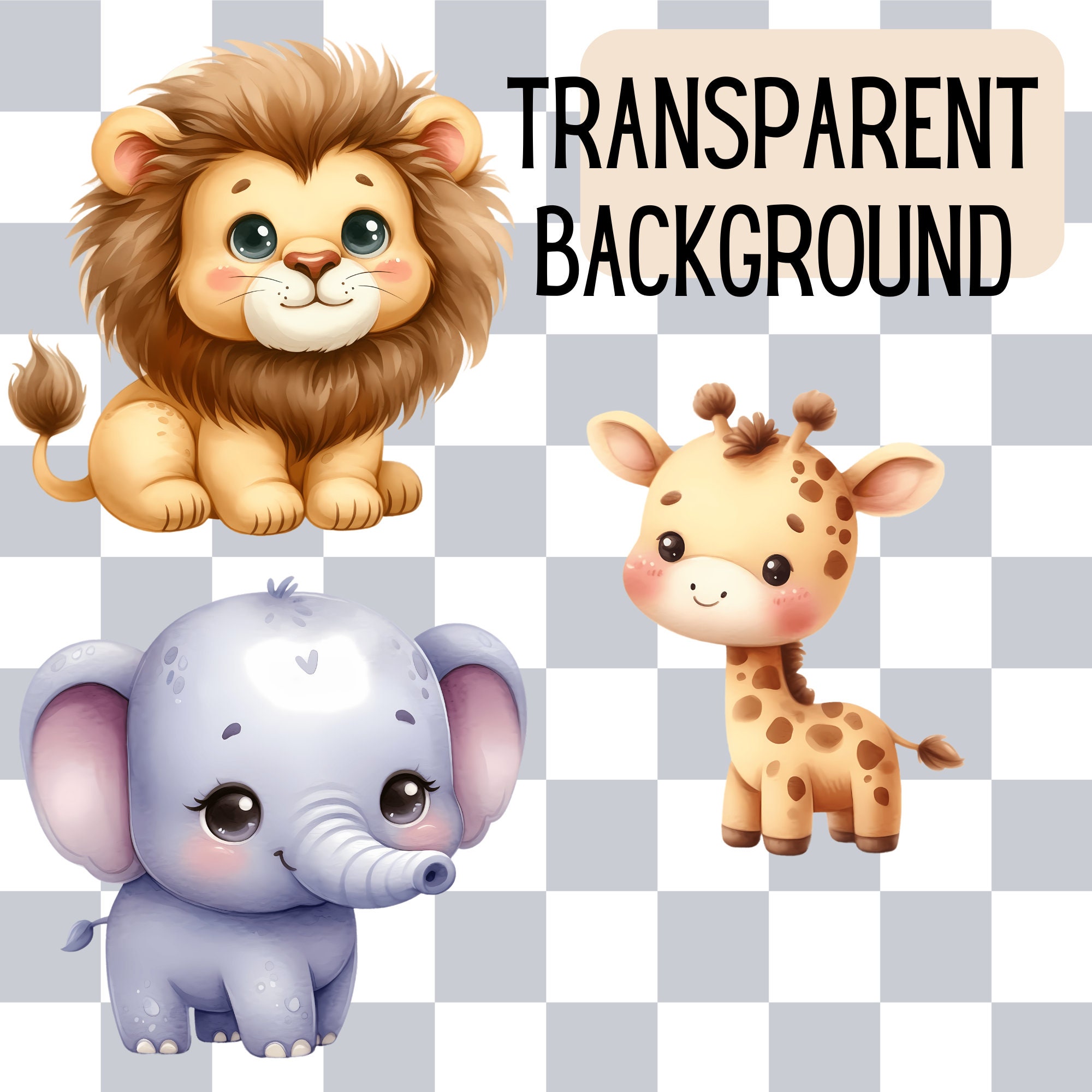 Safari Animals Clipart Watercolor Safari Animal PNG Cute Jungle ...