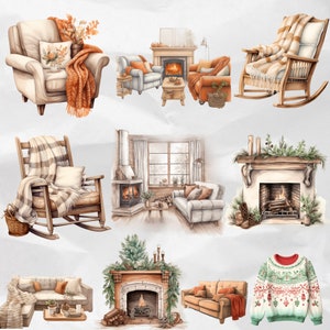 Cozy Winter Clipart Bundle Cozy Winter PNG Clipart Watercolor Winter ...