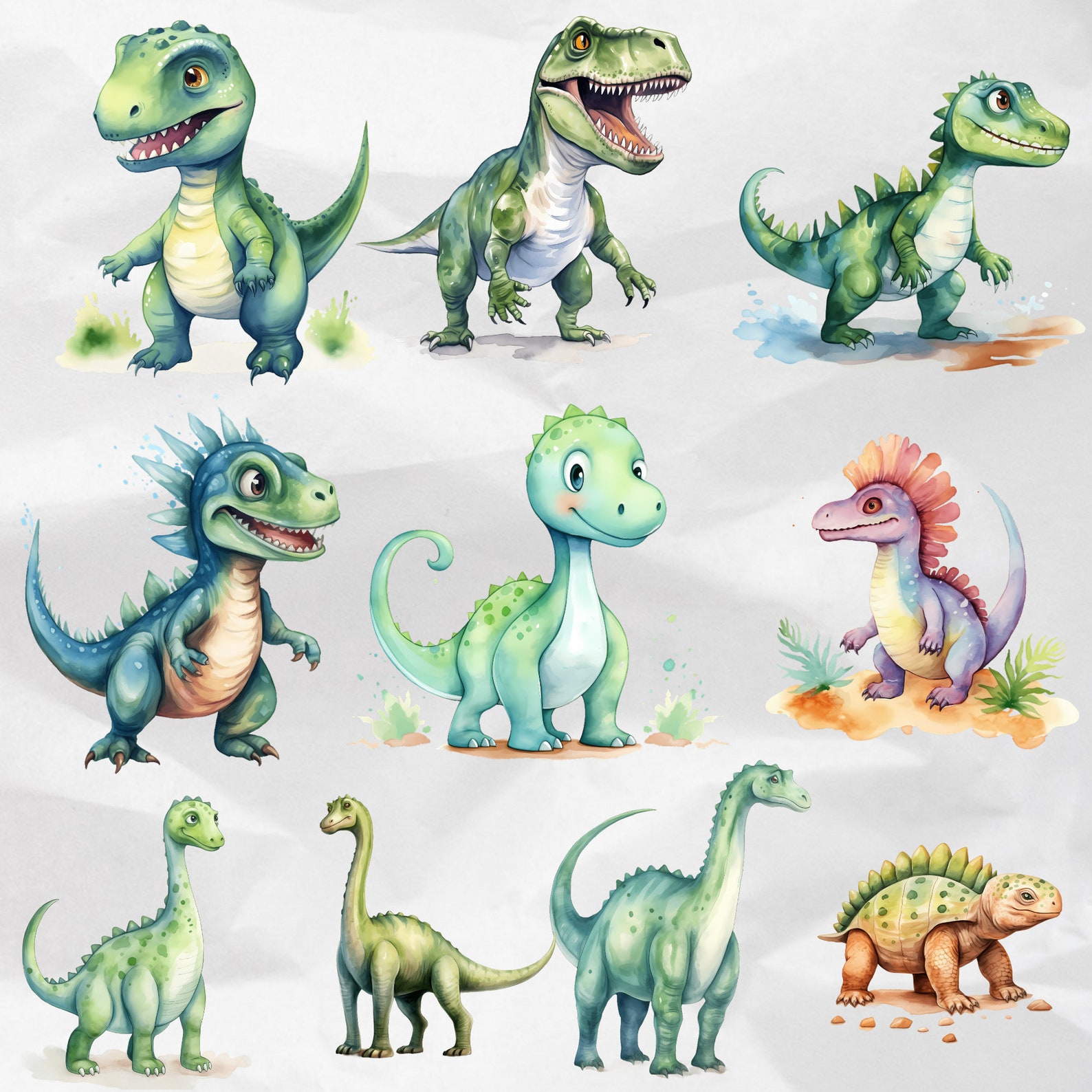 Watercolor Dinosaur Clipart Dinosaur Birthday Party Decor Dinosaur Baby ...
