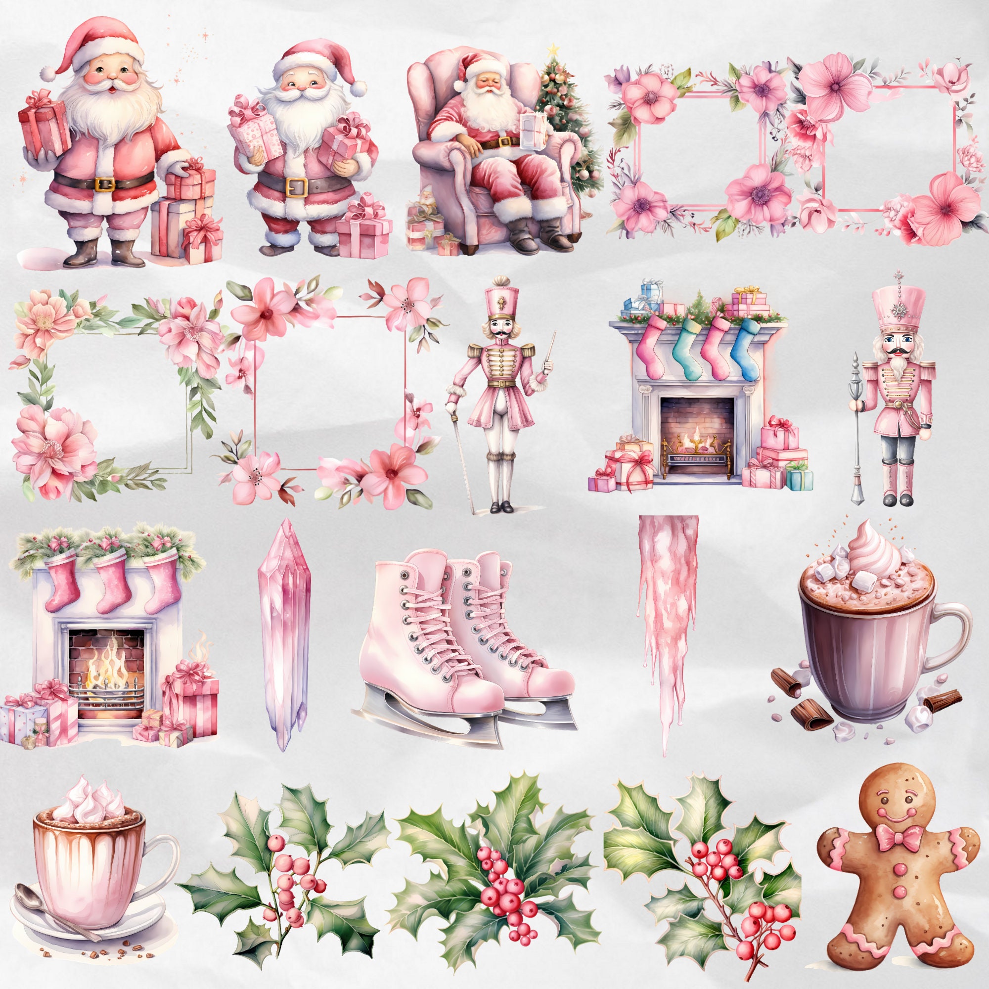 Pink Tis the Season Christmas PNG Clipart Watercolor Xmas Clipart ...