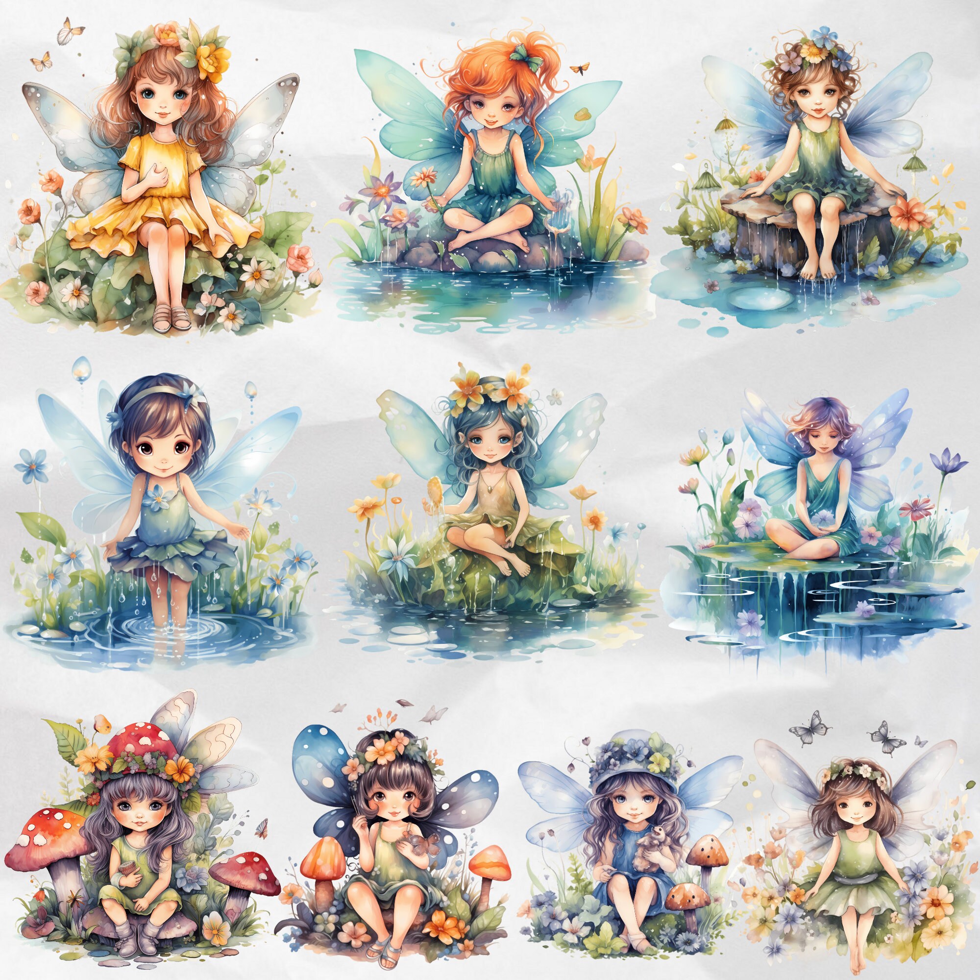 Watercolor Fairy Garden Clipart With Fairy Tale Designs Enchanted ...