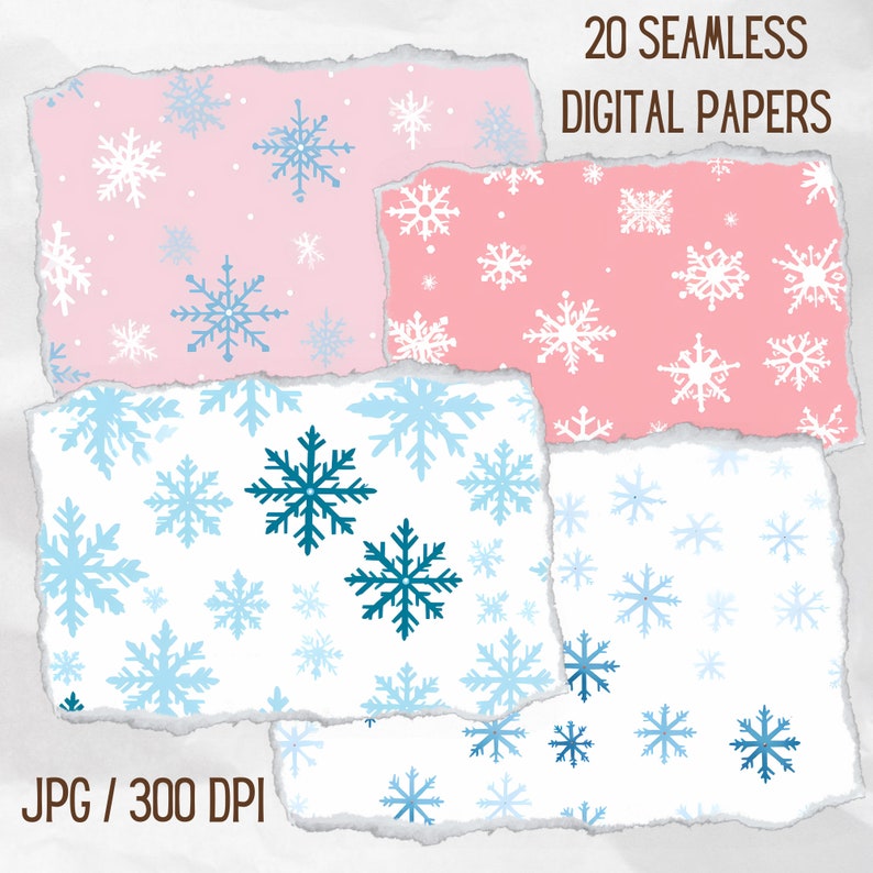 20 Winter Snowflake Digital Pattern Seamless Winter Patterns ...
