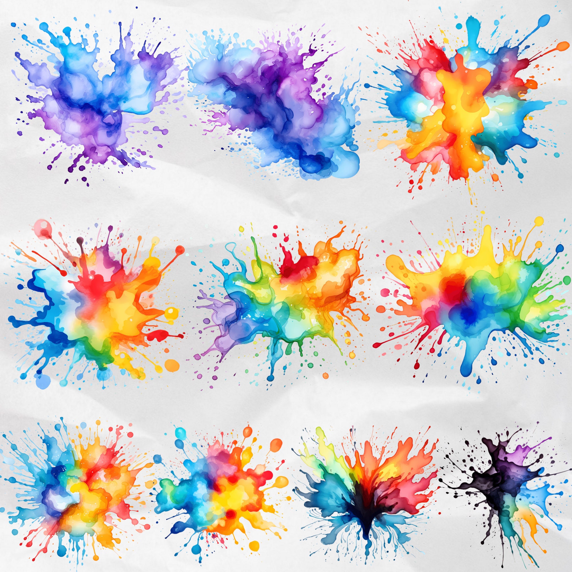 Watercolor Color Splash Clipart PNG Paint Splatter Clipart Color Splash ...