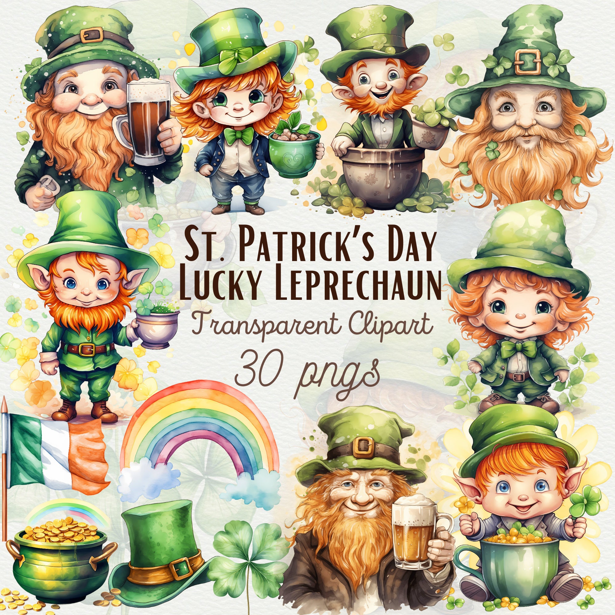 Watercolor Leprechaun PNG Clipart Printable Leprechaun DIY Leprechaun ...