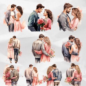 Watercolor Valentine Couple Clipart Romantic Couple Clipart Valentines ...