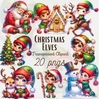 45 PNG, Christmas Elves Clipart Bundle, Cute Christmas Elves, Festive ...