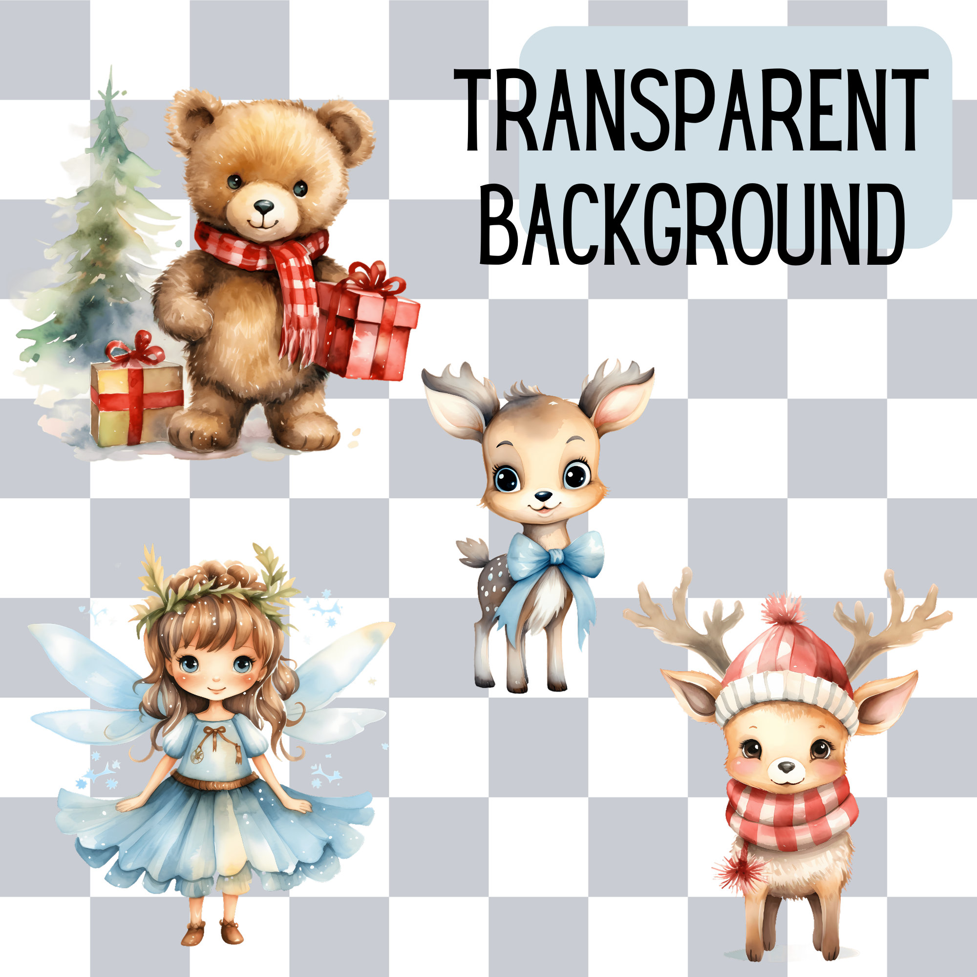 270 Cute Christmas Animal Clipart Bundle Christmas Gift Clipart Winter ...