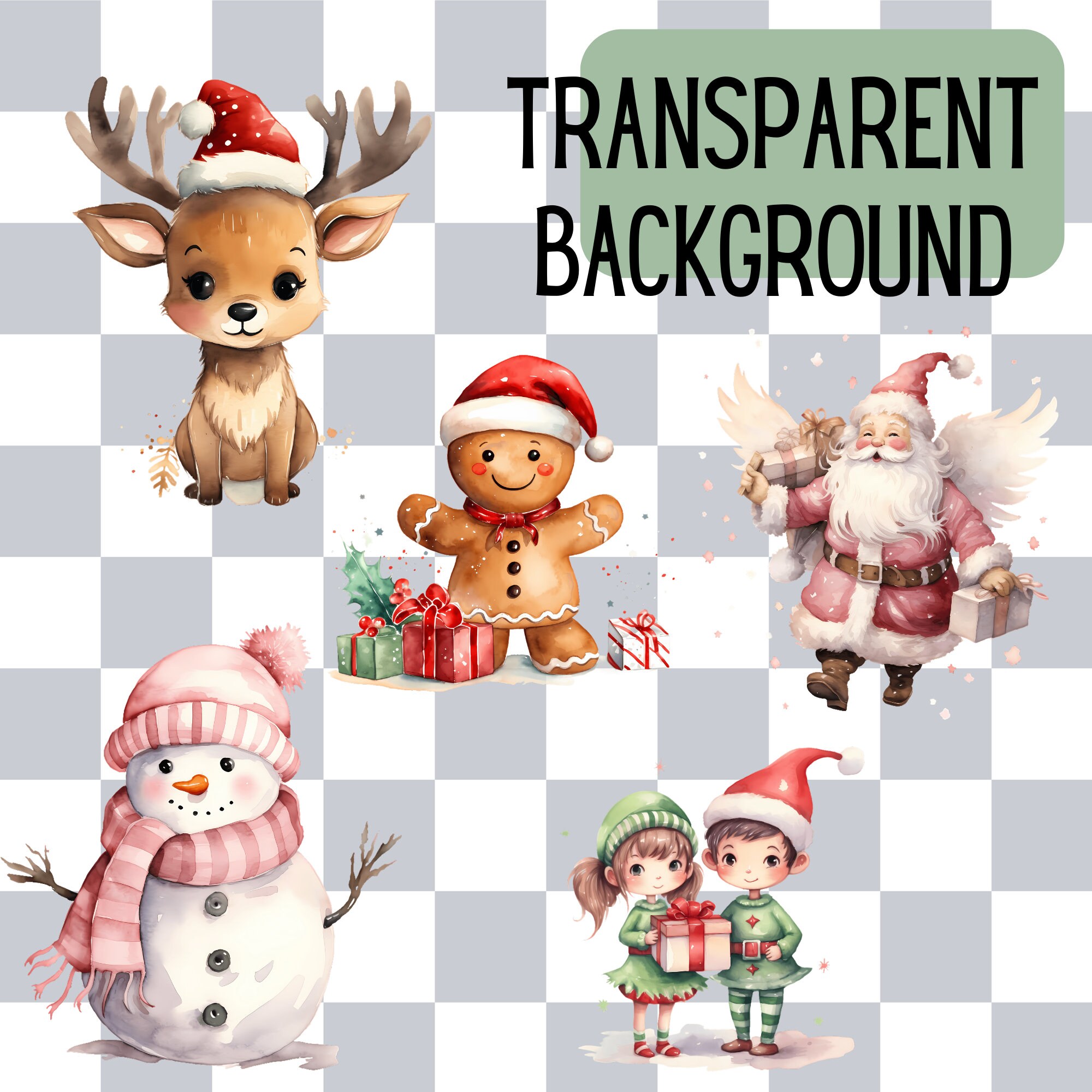 Cute Watercolor Christmas Clipart Bundle Christmas Gift Clipart Winter ...