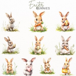 Watercolor Easter Clipart Bundle Easter Bunny Graphics Baby Bunny ...