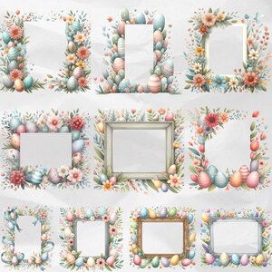 Watercolor Easter Frames Clipart Floral Border Clipart Floral Easter ...
